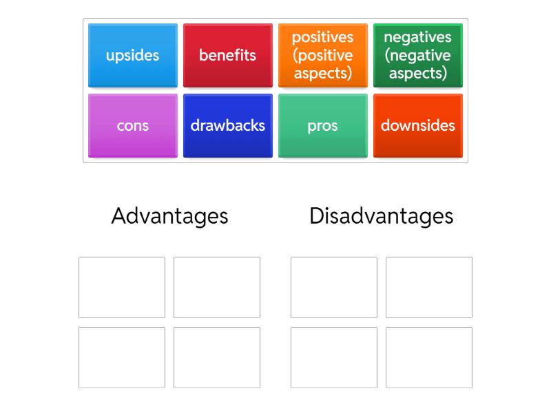Advantages VS. Disadvantages - Group sort