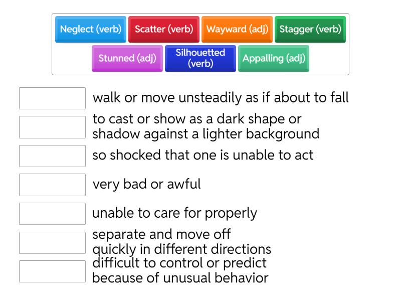 Woods Runner - Chapter 16-19 - Vocabulary - Match up