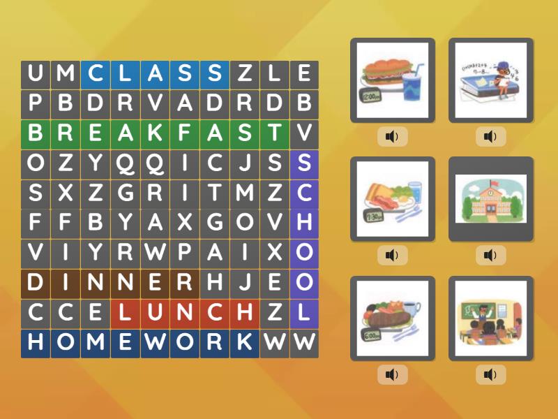 4.SL2-U1- What time is it? Find the words. - Wordsearch