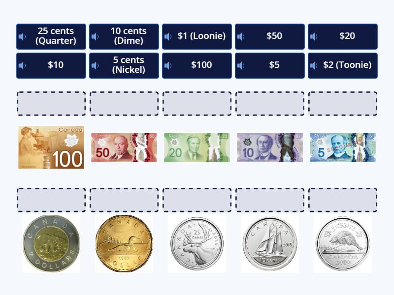 Canadian money: Match-up - Apparier