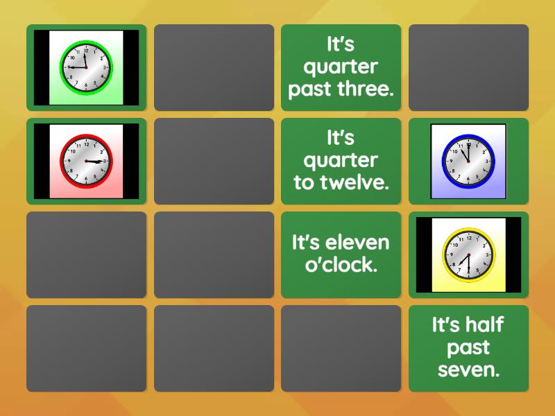 TIME: o'clock, half past, quarter to, quarter past. All about us 4th ...