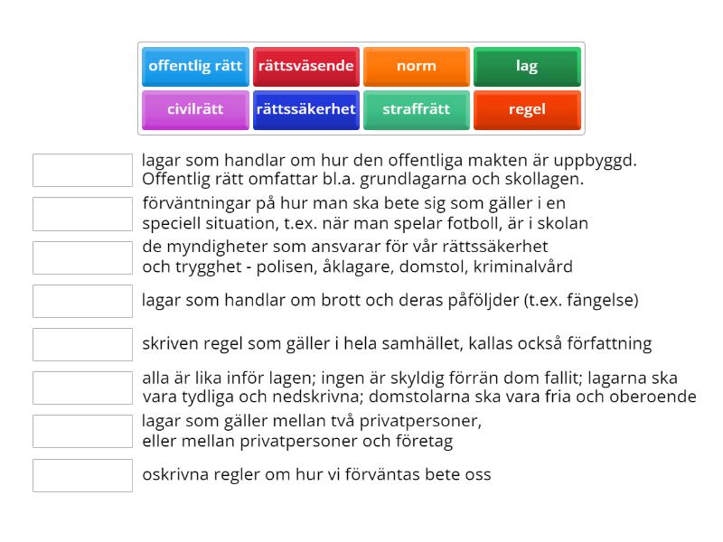 Normer, lagar och regler - Matcha upp