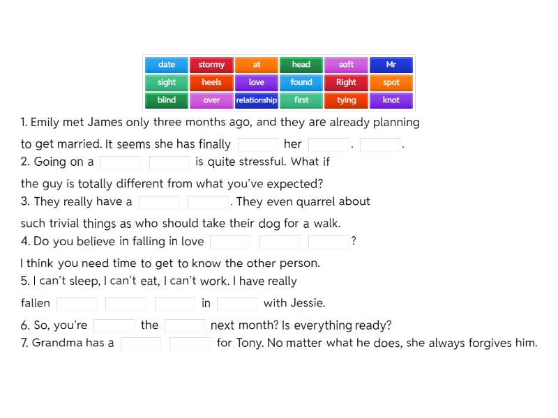 3 idioms complete - Complete the sentence