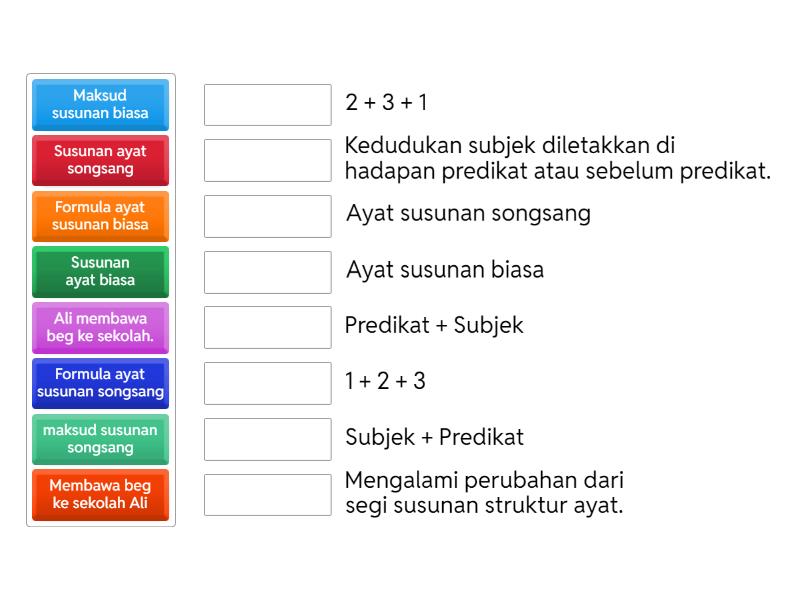 Ayat Susunan Biasa & Ayat Susunan Songsang - Une las parejas