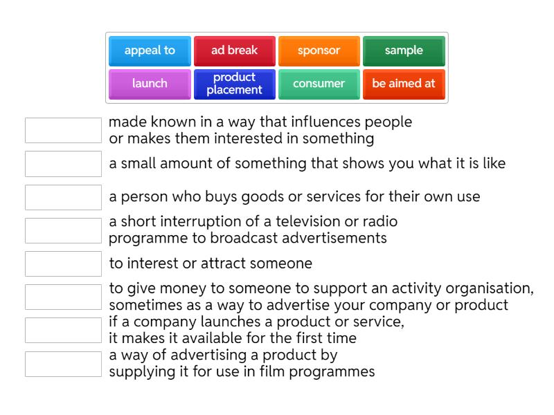 ADVERTISING: NOUNS AND VERBS Prepare 7 mz - Match up