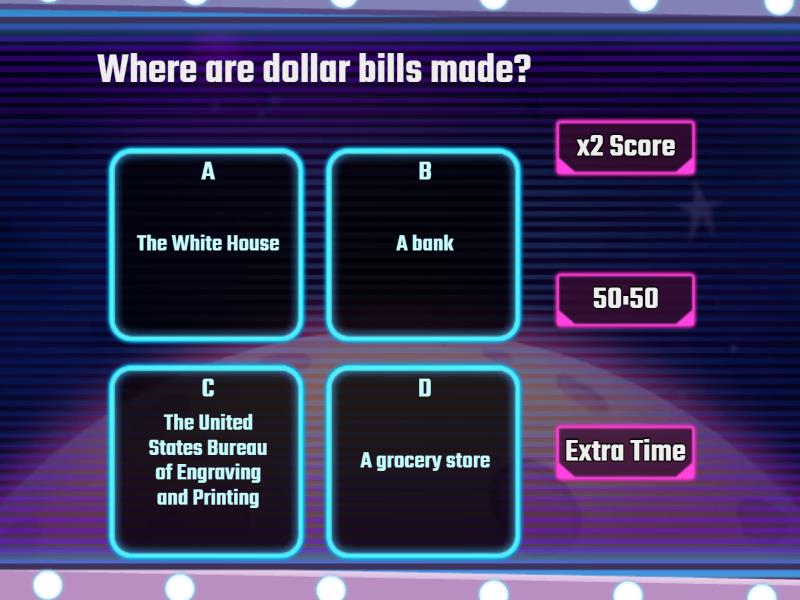 The Life of a Dollar Bill - Gameshow quiz