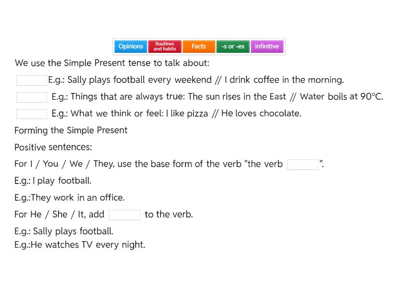 Simple present -General & positive - Complete the sentence