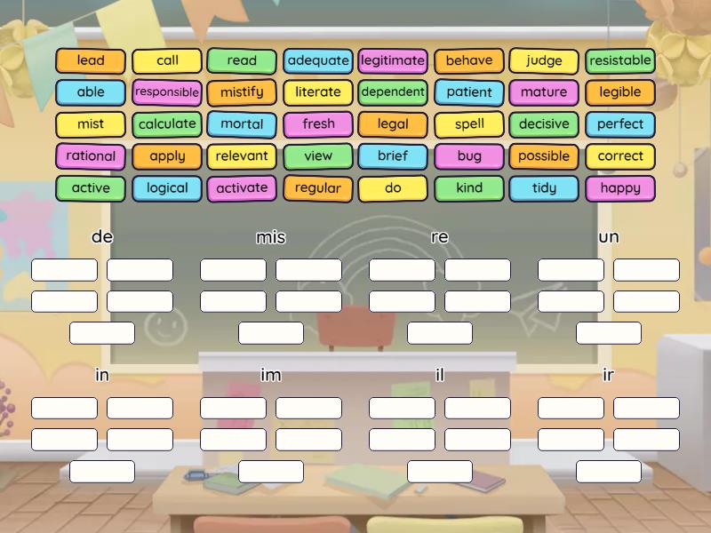 English, Prefixes Sorting - Group sort