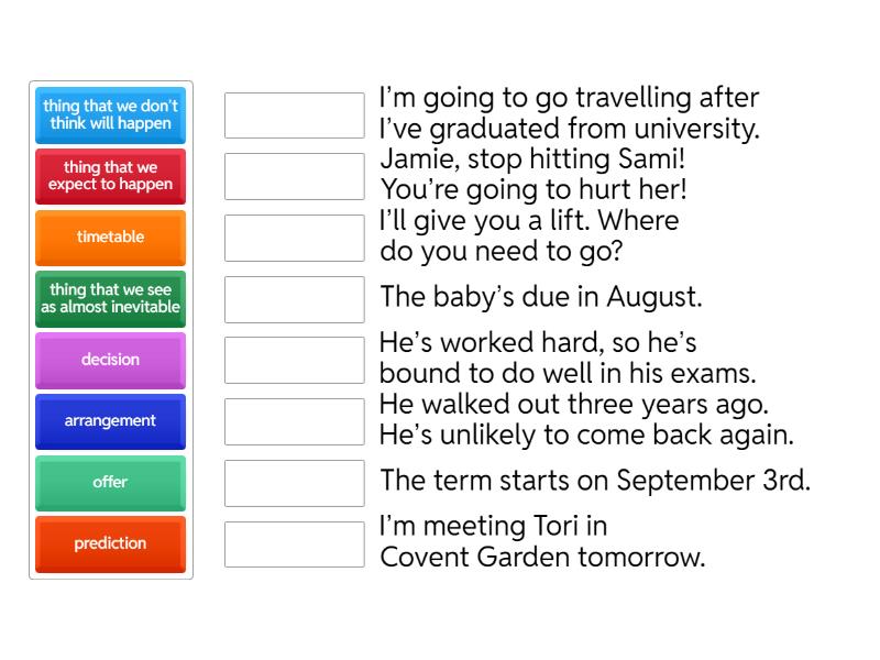 Talking about the future — Outcomes Upper Intermediate - Match up