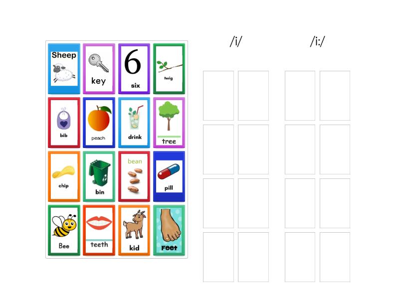 Choose the correct vowel sound and put in the correct column - Group sort