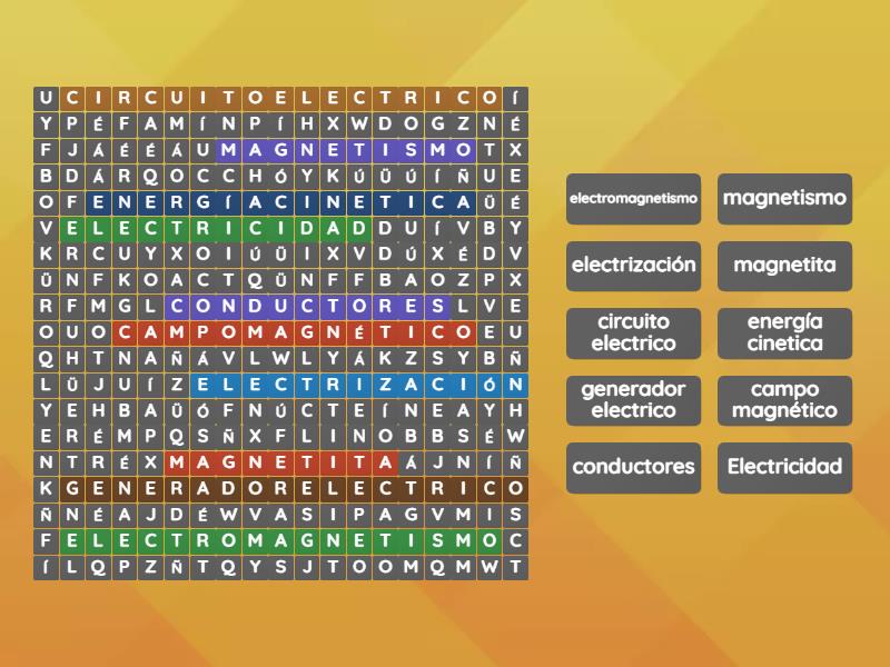 Electricidad y Magnetismo - Sopa de letras