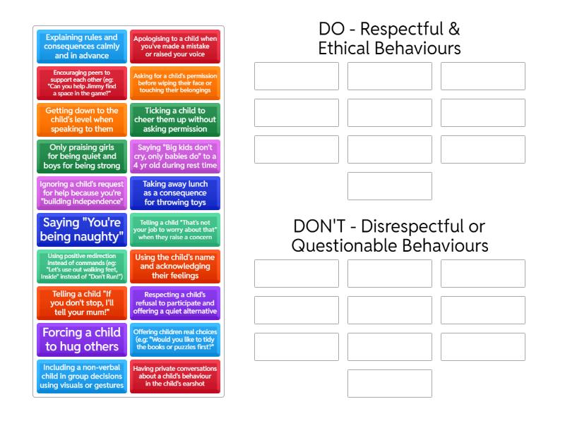 Sorting Activity: Respectful vs Disrespectful behaviour in an ECEC ...