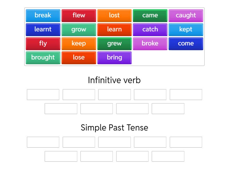 Verb Tense Sorting Activity 2 more advanced - Group sort