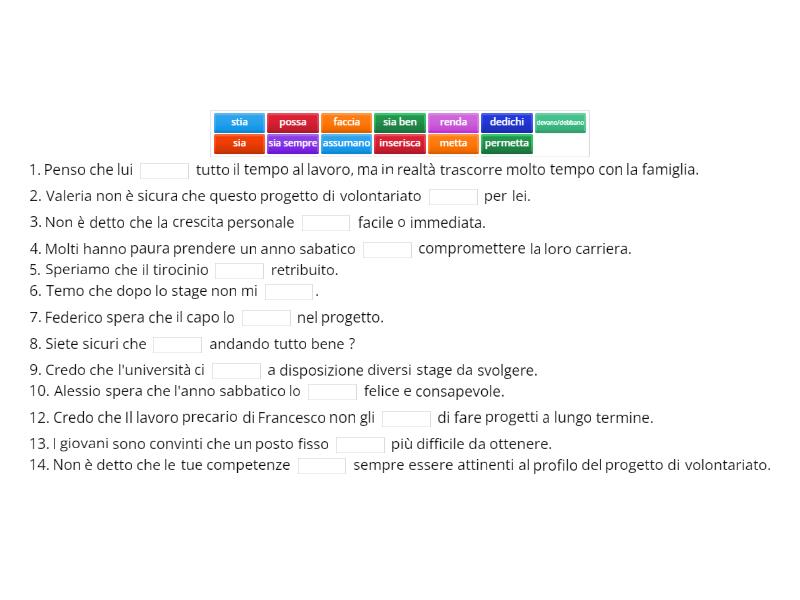 Congiuntivo presente - Complete the sentence