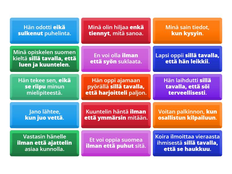 Malla ja matta -lauseet - Flip tiles