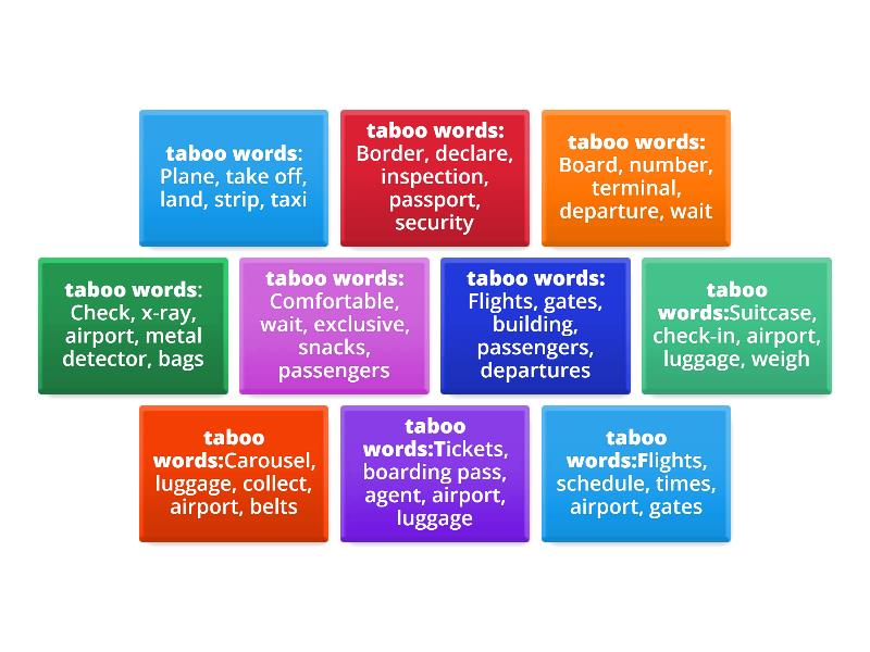 TABOO GAME with air travel vocabulary - english file - upper ...