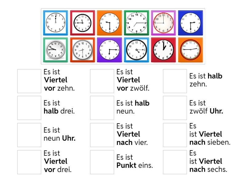 Die Zeit: Wie viel Uhr ist es? - Match up