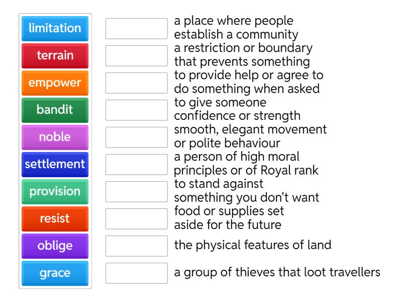Ezekiel Johnson Goes West- Vocab - Match up