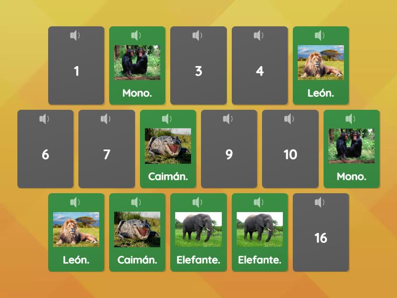 "Descubre los animales de la selva" (4-5 años) - Memory