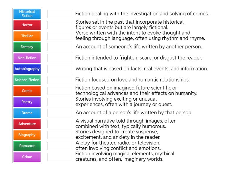 Literary Genres - Match up