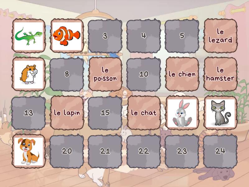 Les animaux/pets- Matching Cards - Matching pairs