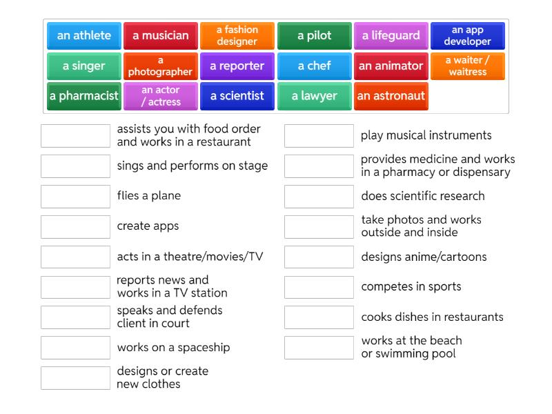 UNIT 4 Jobs - Match up