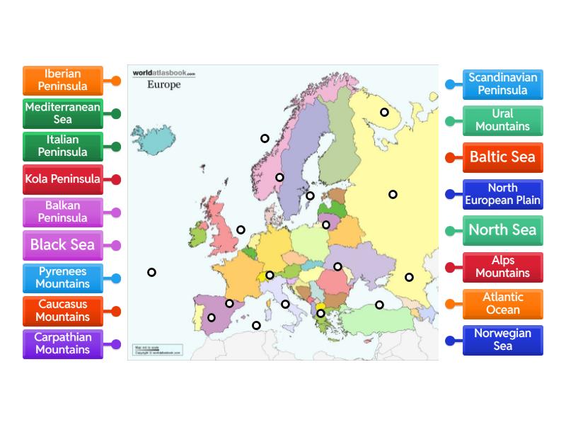 Landforms: Europe - Labelled diagram
