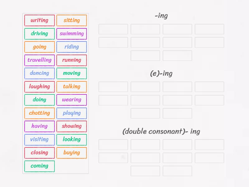 Present continuous - Spelling - Group sort