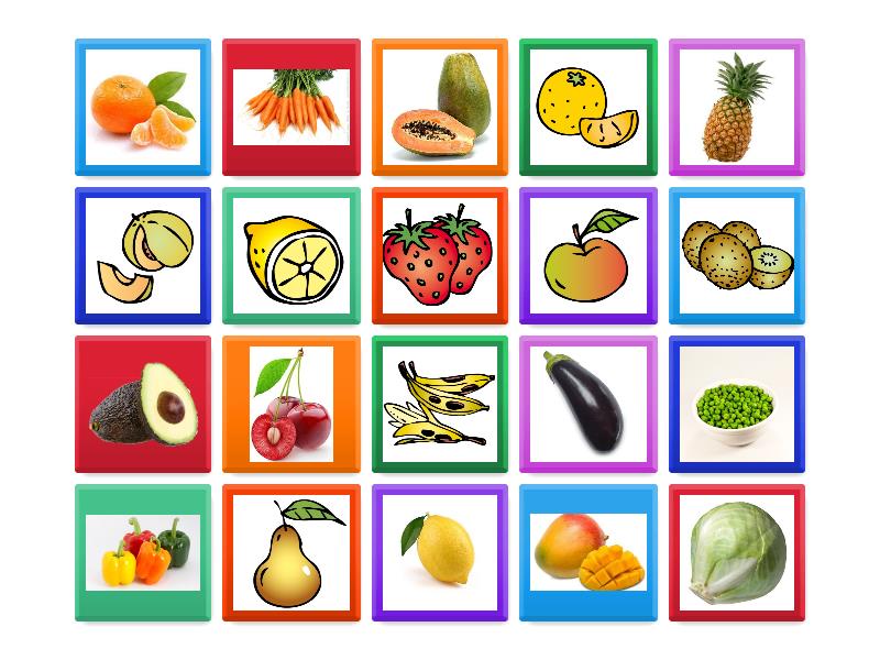 Flashcards des fruits et légumes - Flip tiles