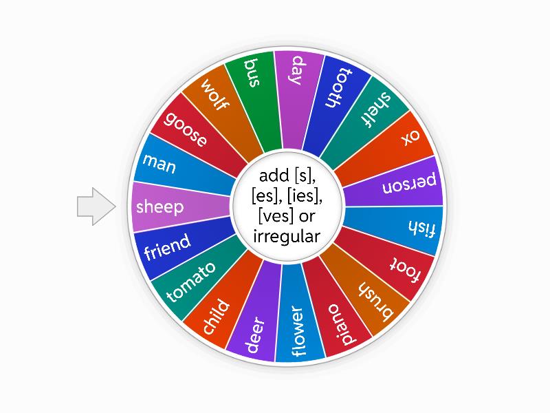 Grammar course Beginner (A1) Plural nouns - Spin the wheel