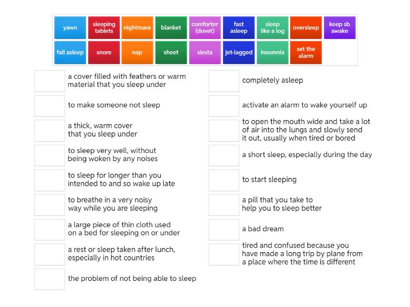 6A: Sleep Vocabulary - Match up