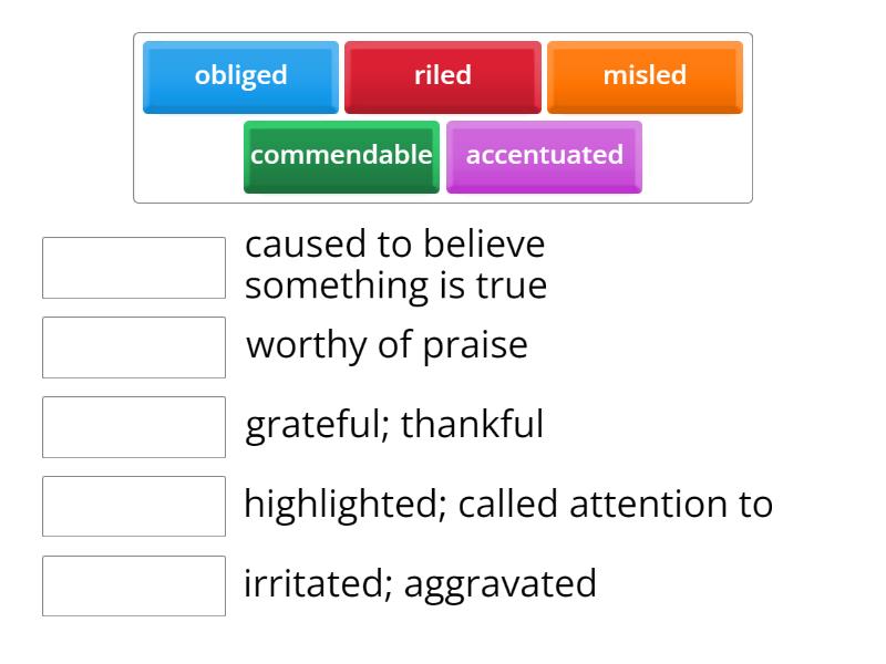 Thunder Rose vocabulary - Match up