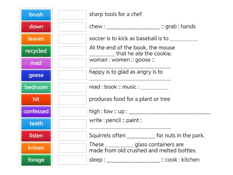 Analogies Module7Week2 - Match up