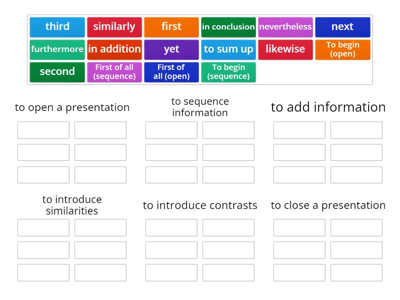 Discourse markers - Group sort