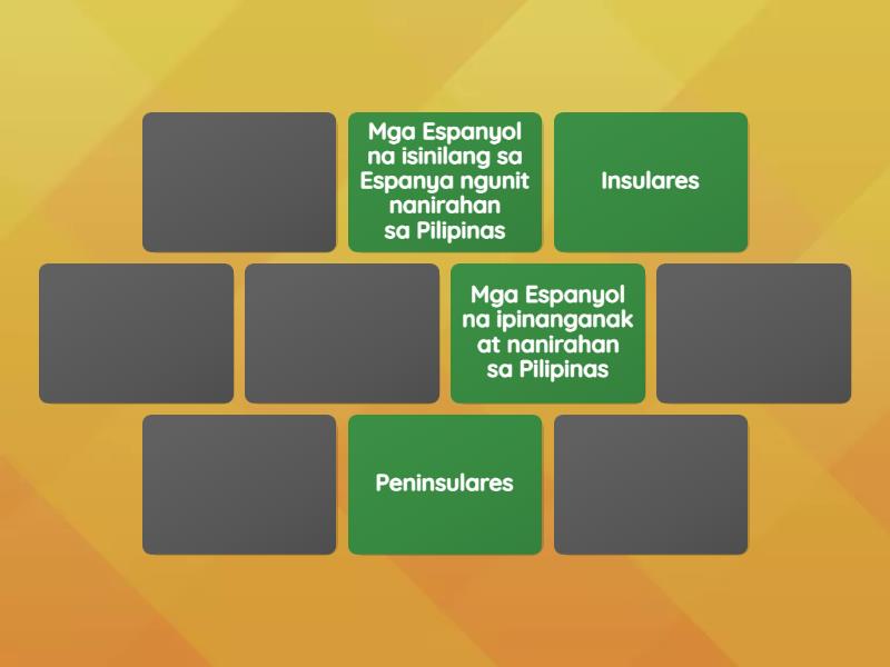 AP 5 - Mga Antas ng Tao sa Lipunan sa Panahon ng Espanyol - Matching pairs