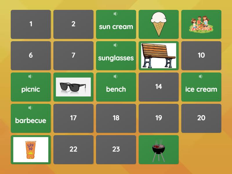 Summer words - Matching pairs