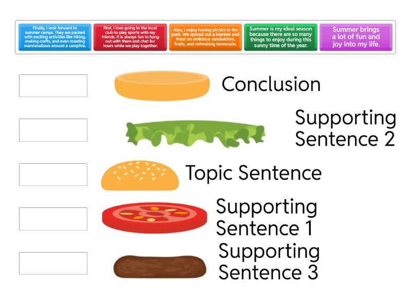 Hamburger Paragraph Writing Strategy - Match up