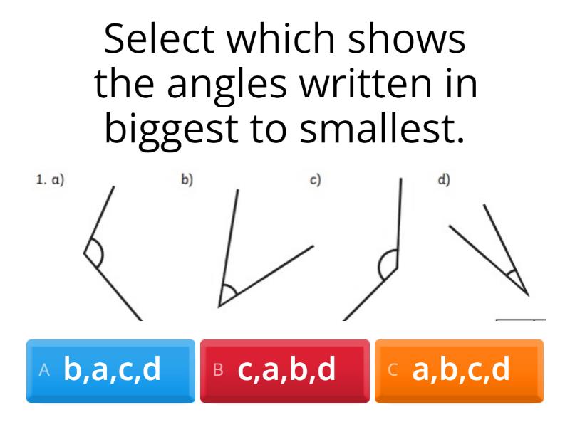 Comparing and Ordering Angles - Quiz