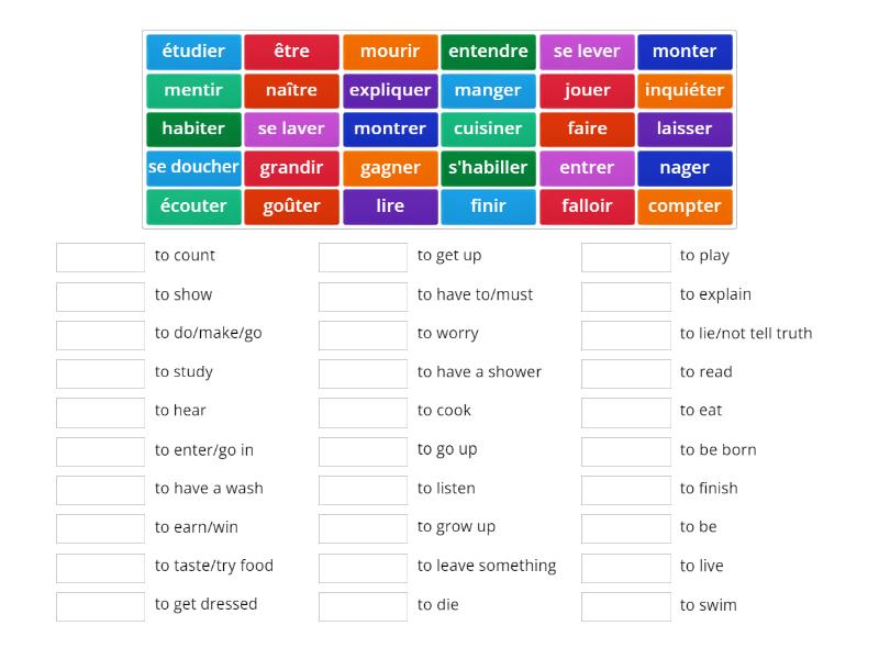 French verb infinitives 2 - Match up