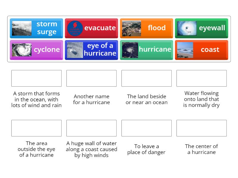 Hurricane Vocabulary - Une las parejas