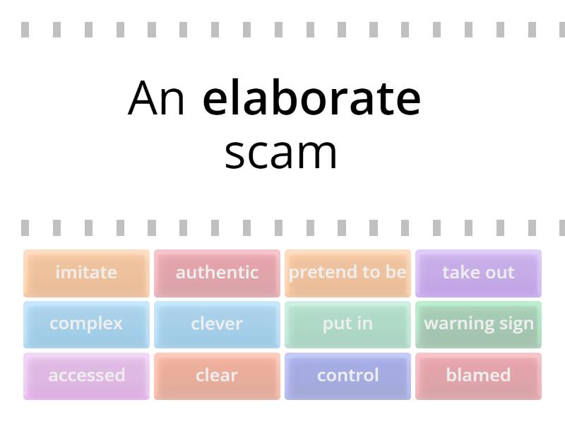 "Avoiding Scams" Vocabulary - Find the match