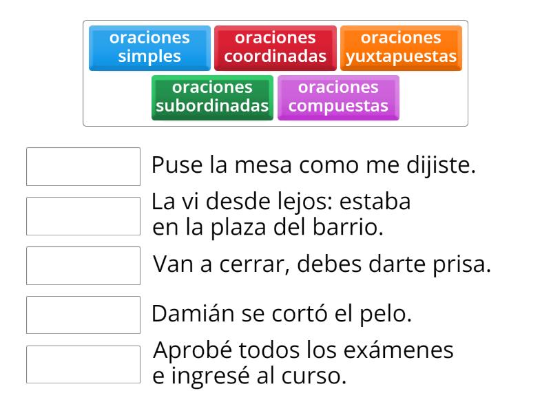 oraciones simples y oraciones compuestas(coordinadas,subordinadas ...