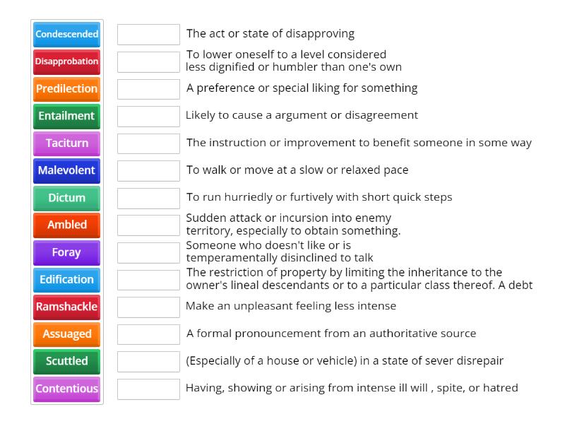 To Kill a Mockingbird Vocabulary - Match up