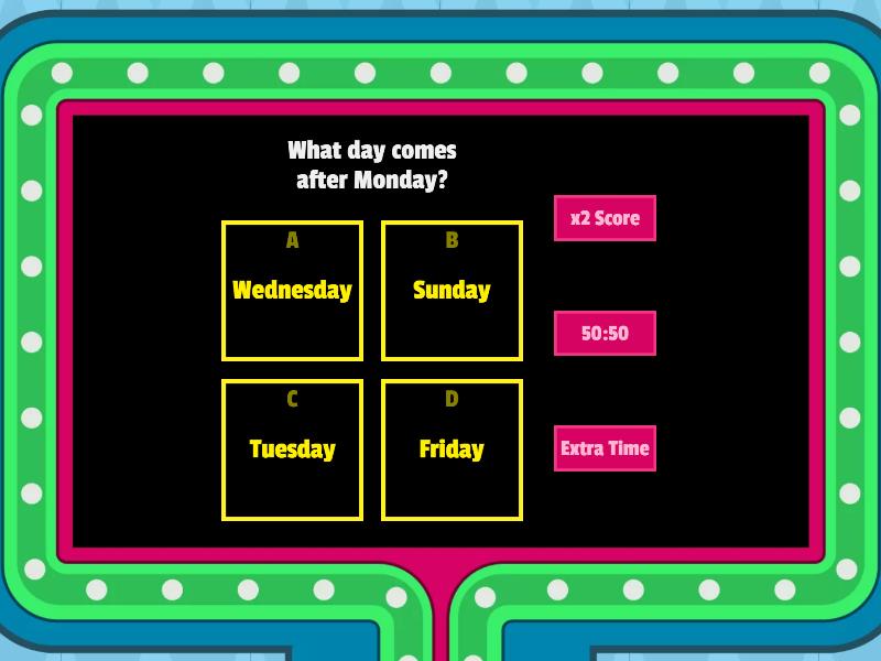 Days of the Week plenary quiz - Gameshow quiz