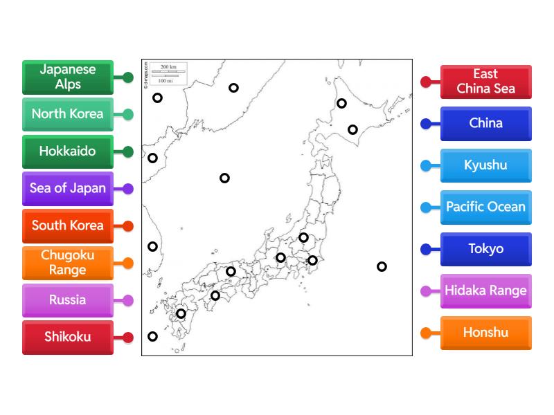 Japan Map Activity - Labelled diagram