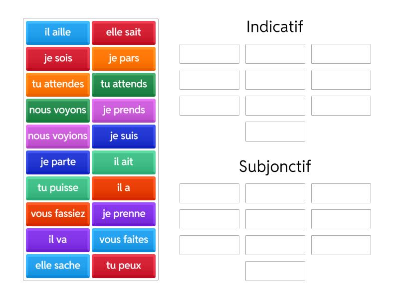 Indicatif ou subjonctif? - Group sort