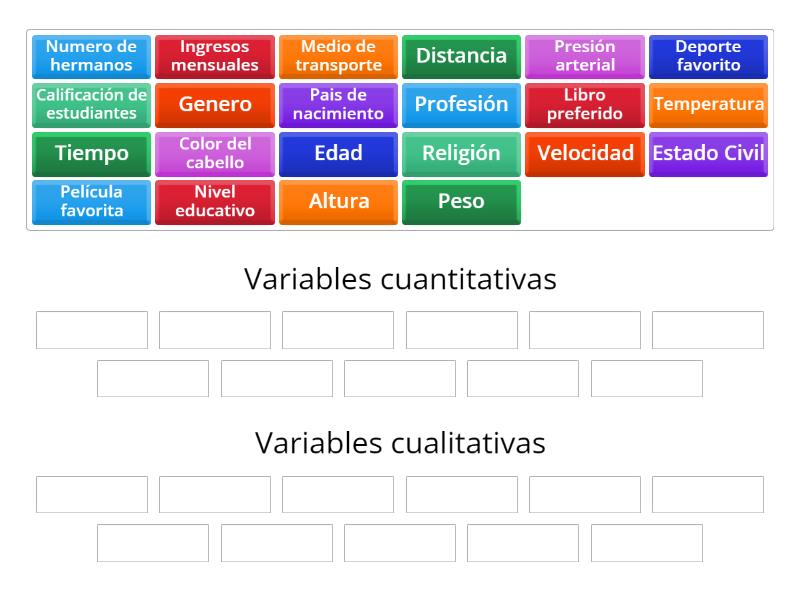 Variables cuantitativas y cualitativas - Group sort