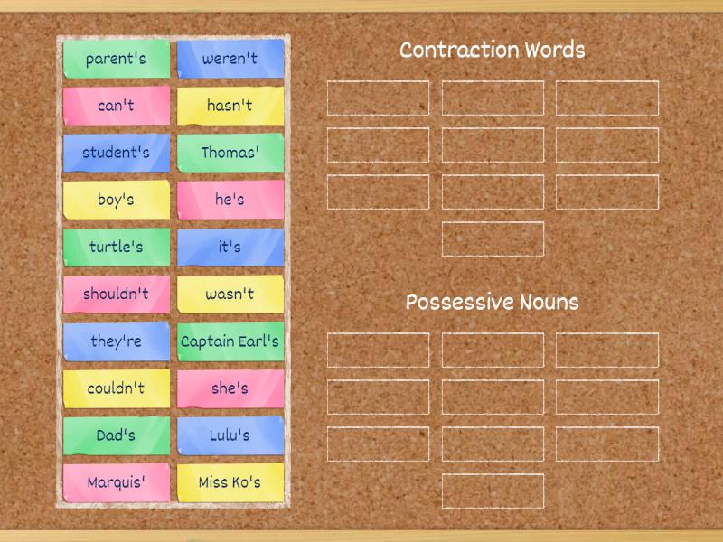 Contraction Words vs Possessive Nouns - Group sort