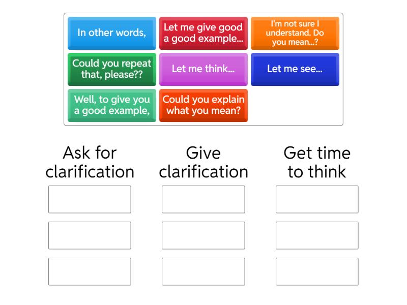 Asking for and giving clarification - Group sort