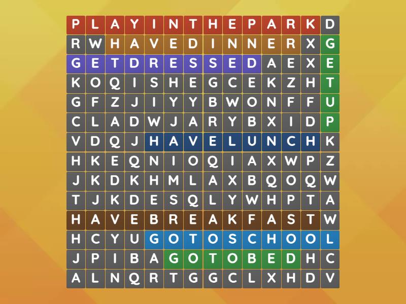 Word search - daily routines - Wordsearch